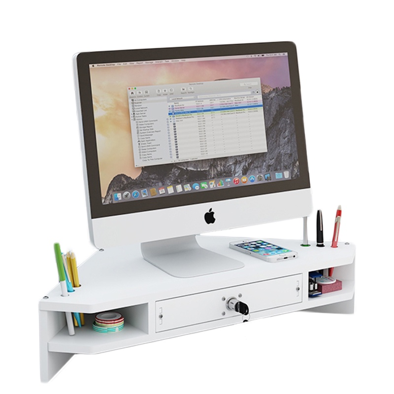 Office corner desktop height stand computer monitor holder storage rack ...