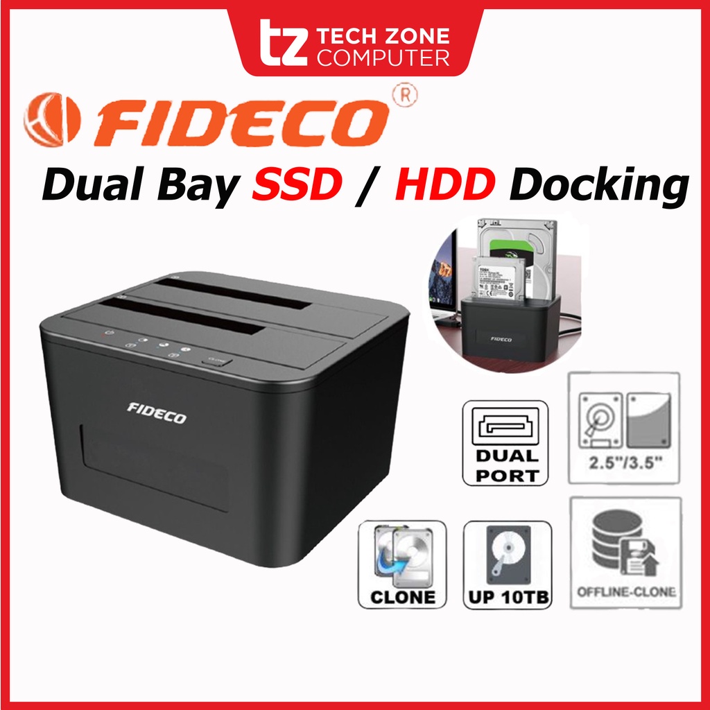 FIDECO YPZ04-S2-U3 / YPZ04-S2H-U3 Dual SSD And HDD Docking Station | Shopee Malaysia