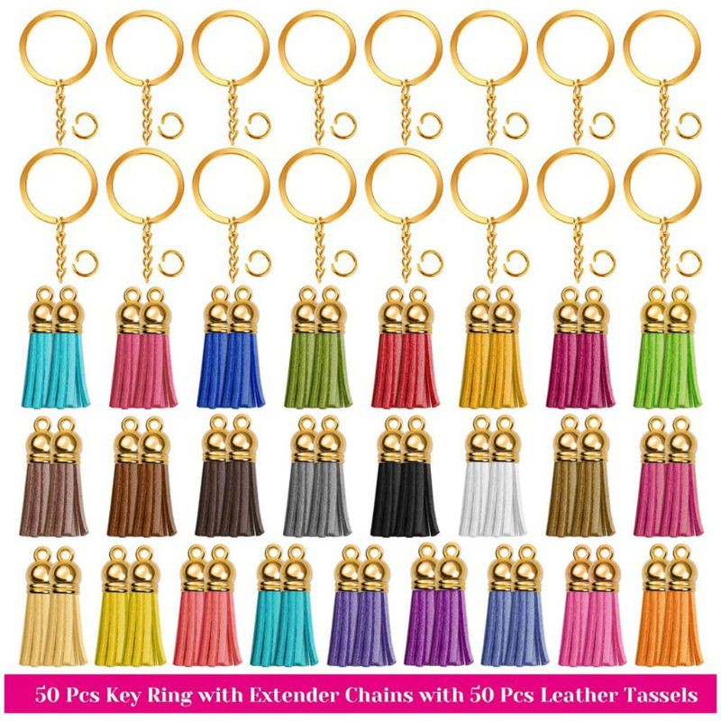 INF 1 Set Key Chain Ring Pendants Leather Keychain Tassel DIY Craft ...