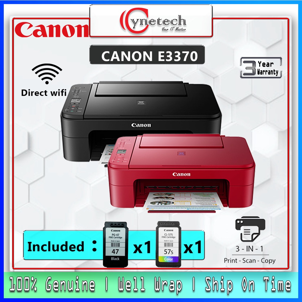 Canon PIXMA E3370 Wireless All-In-One Printer (Print,Scan,Copy) | Shopee Malaysia