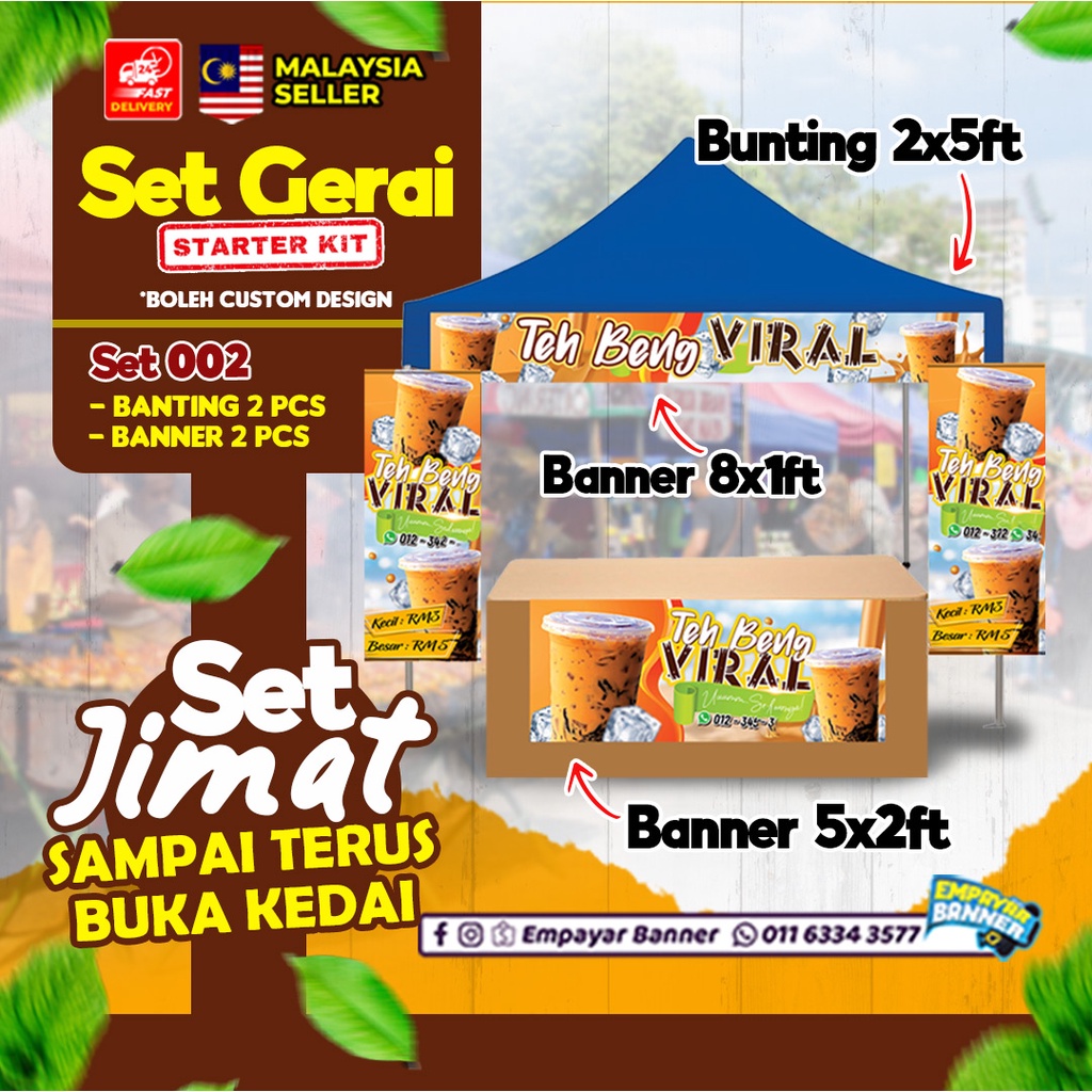 SET GERAI / BANTING / BANNER / FREE STICKER / SAMPAI TERUS PASANG | Shopee Malaysia
