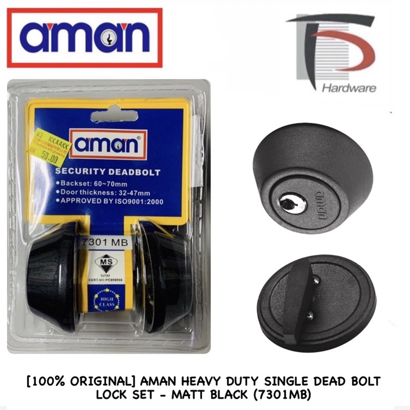 [100% ORIGINAL] AMAN HEAVY DUTY SINGLE DEAD BOLT LOCK SET - MATT BLACK ...