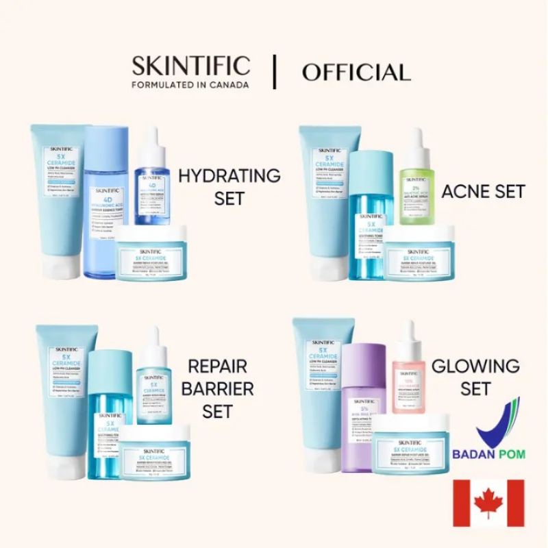 Skintific 4pcs SET FULL SIZE (Facial cleanser, Toner, Serum, 5x ...
