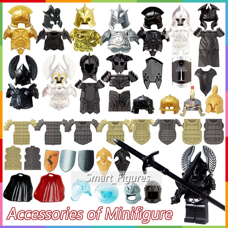 Accessories of Minifigures Helmets Armour Cloak Shield Middle Ages Toys ...