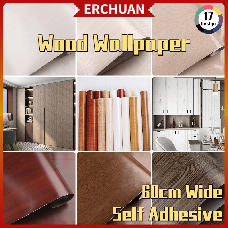 Wood Self Adhesive Wallpaper Thicken Waterproof Sticker Wardrobe ...
