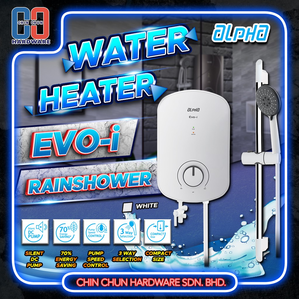 Alpha Instant Water Heater+Shower Head EVO-i | EVOi Matt Black|White ...