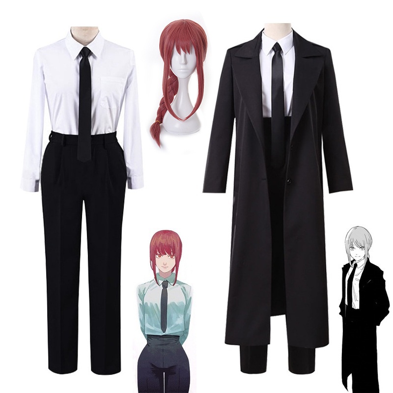 Anime Comic Chainsaw Man Costumes Makima Cosplay Black Suit Trench ...