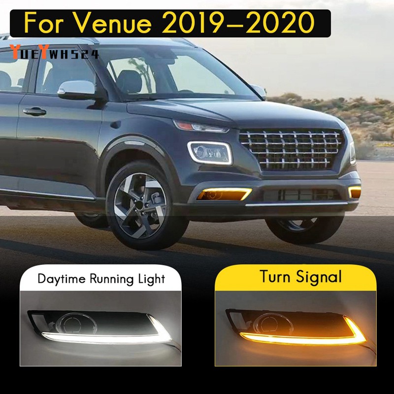 For hyundai venue 2019-2020 pair front led drl daytime running light ...