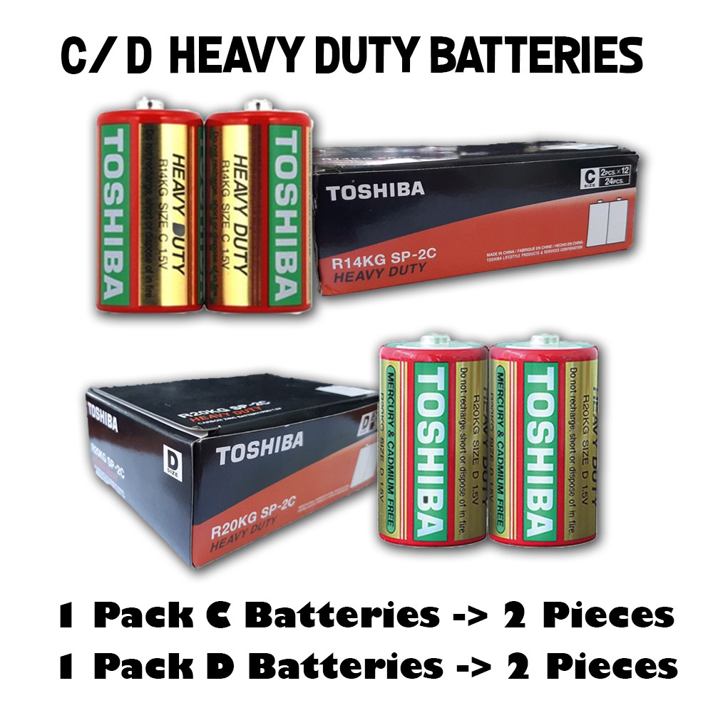 Toshiba C & D Size Heavy Duty 1.5V Battery (2Pcs) / Bateri Saiz C & D ...