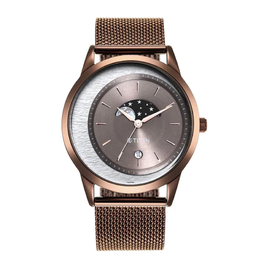 Titan Crescent Brown Dial Stainless Steel Strap Watch 1806QM02 | Shopee ...