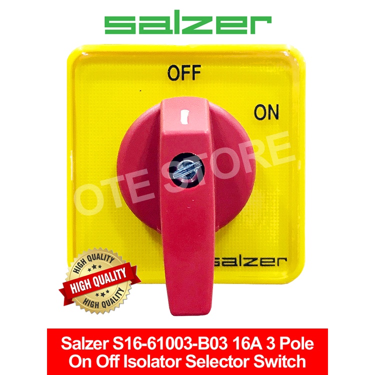 Salzer S16-61003-B03 16A 3 Pole On Off Isolator Selector Switch (48mm x ...