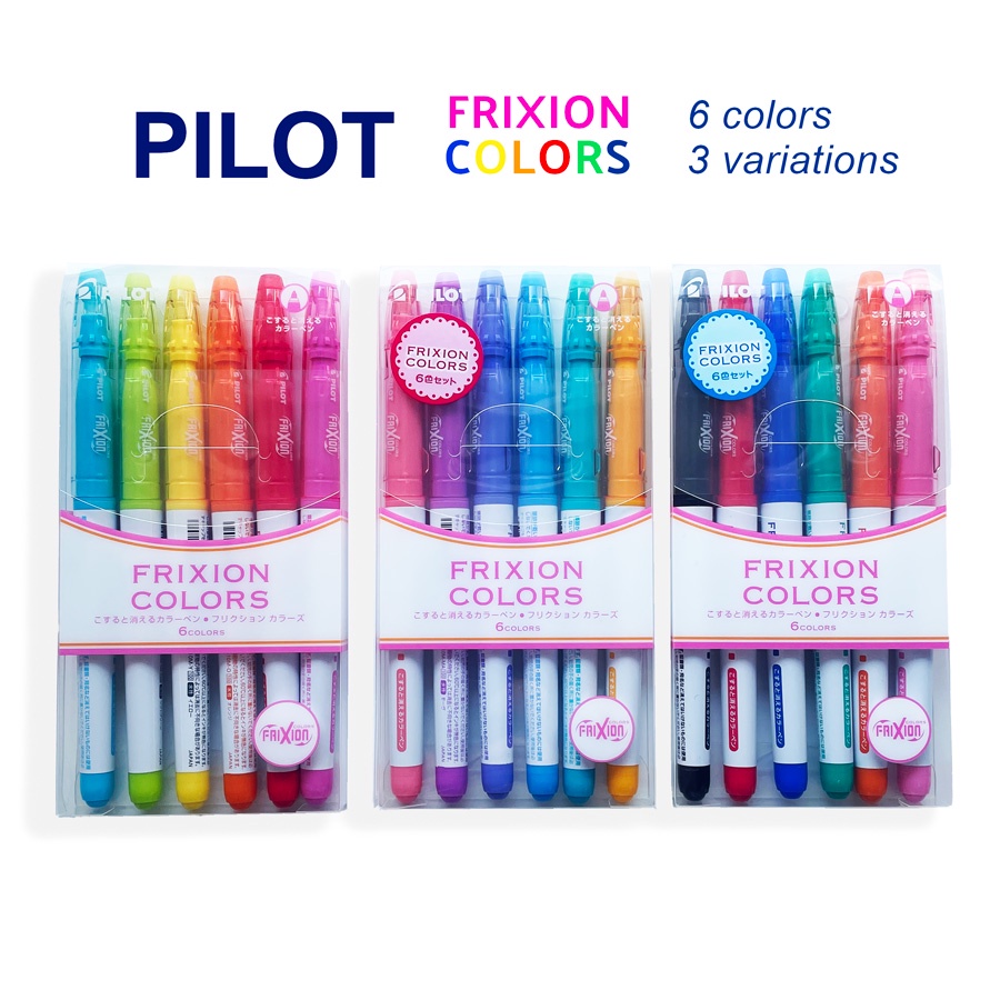 Pilot Frixion Colors 6colors set (3 variations) Frixion Pen Erasable ...