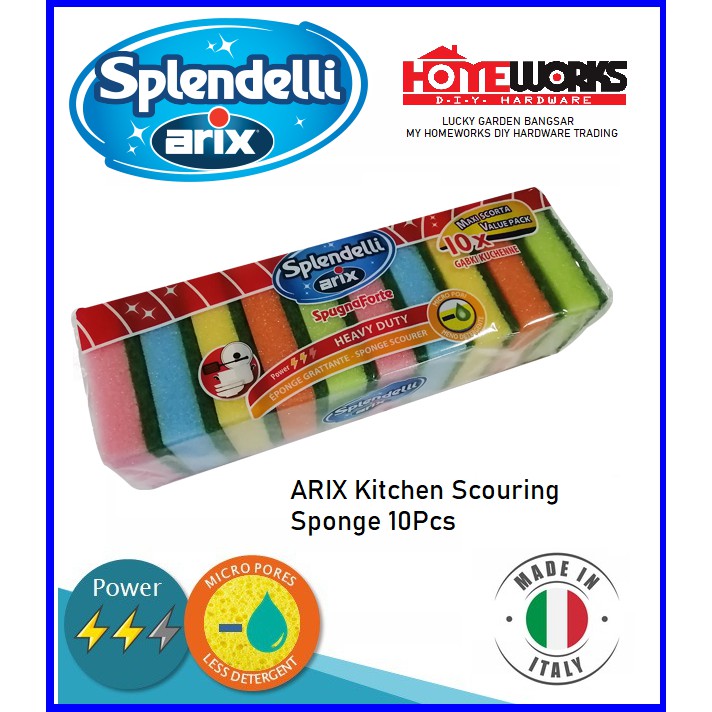 ARIX Kitchen Scouring Sponges (1Pack -10pcs) (No-1276) | Shopee Malaysia