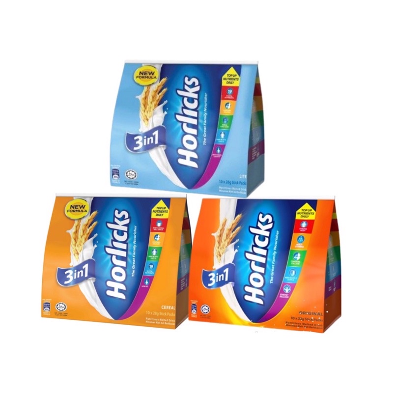 Horlicks 3 in 1 Nutritious Malted Drink ( Original/Lite/Cereal ...