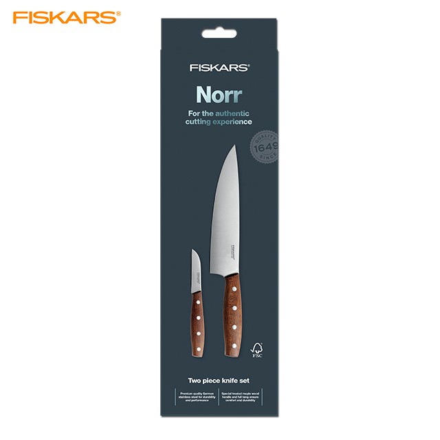 Fiskars Norr Knife Set (2-pcs, FSC wood) - Peeling Knife & Large Cook's ...