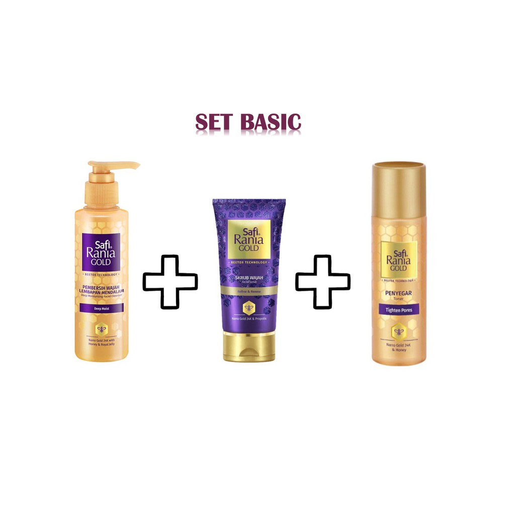 Safi Rania Gold SET BASIC cleanser + scrub + toner (Original) | Shopee ...