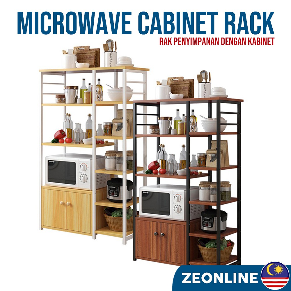 Modern Design Microwave Storage Rack With Cabinet / Rak Penyimpanan ...