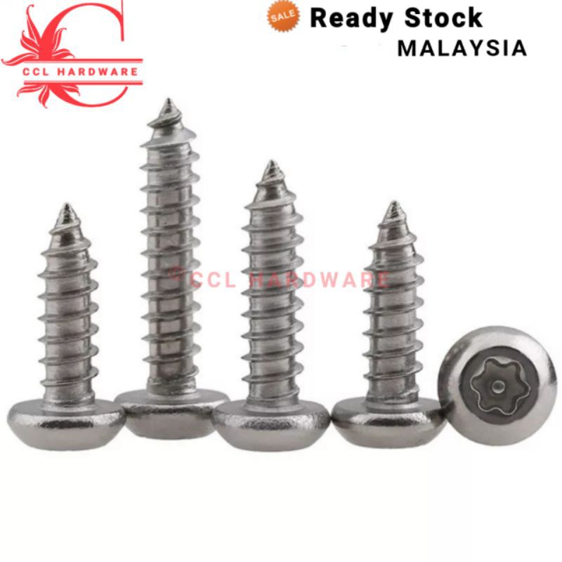 M3.9 M4.8 Stainless Steel Torx Security Screw Torx Pin 6-Lobe Head With ...