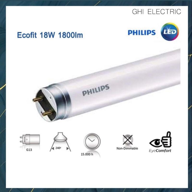 10 Pcs Philips Ecofit T8 18W LED Tube | Shopee Malaysia