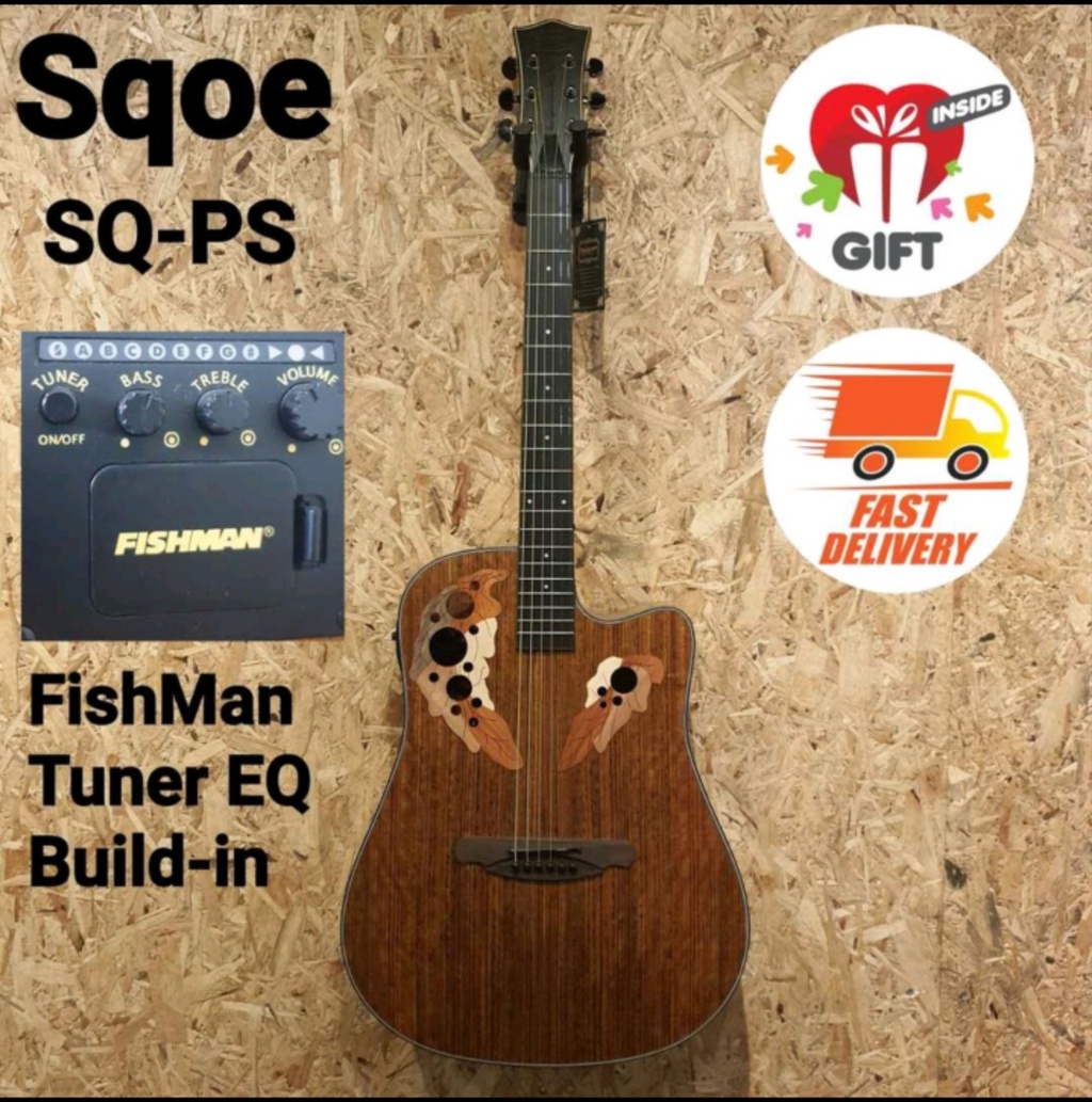 Sqoe SQ-PS 41" inch acoustic guitar with fishman EQ # Wings Piano Bass ...