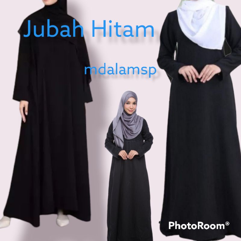 Jubah Muslimah ( perempuan atau pelajar madrasha) Hitam Kosong | Shopee ...