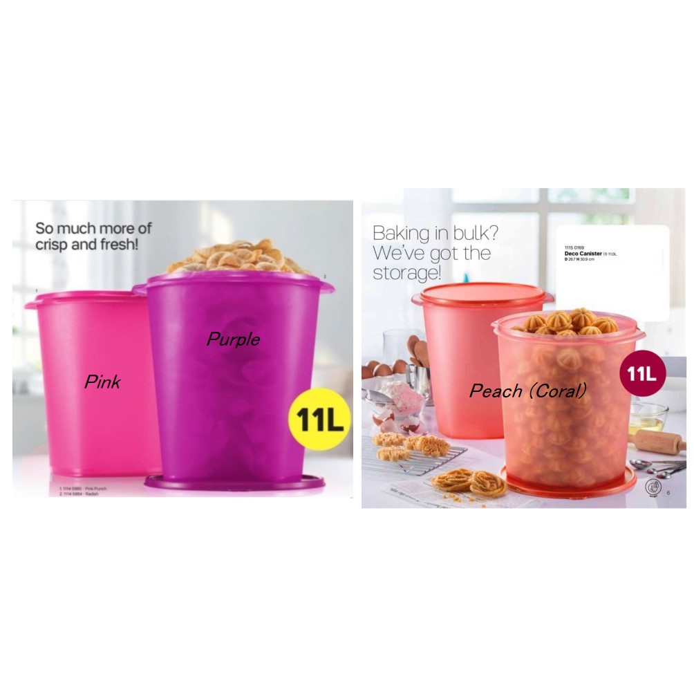 Tupperware Deco Canister 11L Giant Food Canister Pink / Purple / Peach ...
