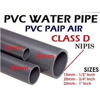 PVC WATER PIPE / PVC PAIP AIR ( CLASS 7 Tebal & CLASS D Nipis ) 15mm / 20mm / 25mm | Shopee Malaysia
