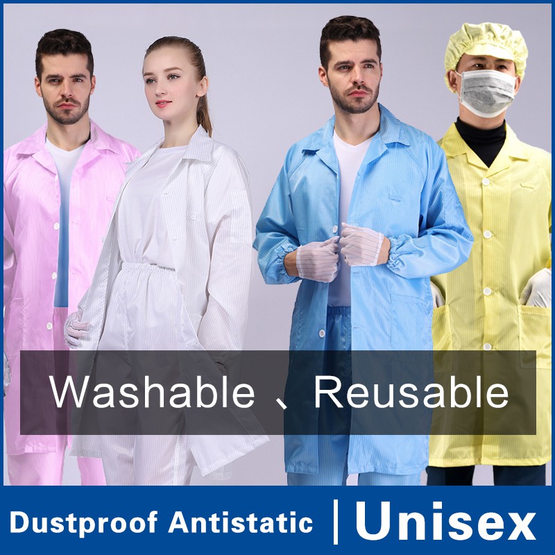 ESD Smock Cleanroom Suit Anti Static Jacket laboratory Coat Washable ...