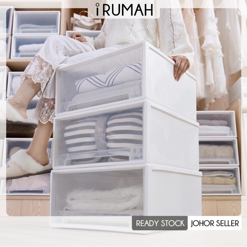 【i.Rumah】36L Transparent Drawer Storage Box Foldable Organizer Home ...