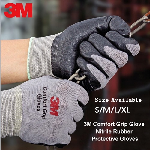 3M Comfort Grip Gloves Size S, M, L, & XL Hand Glove General Use Sarung ...