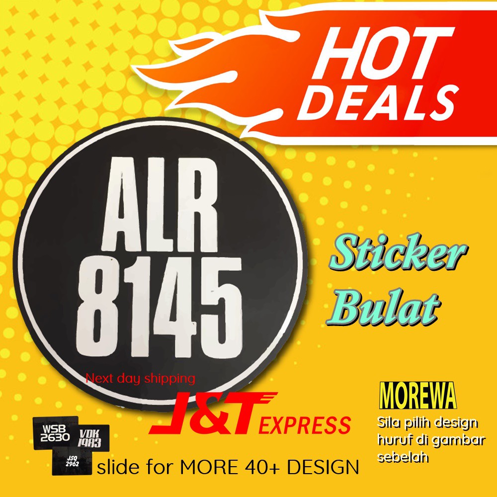 Stickers Nombor Plate Stiker Bulat Motor Tampal Coverset Vespa Yamaha ...