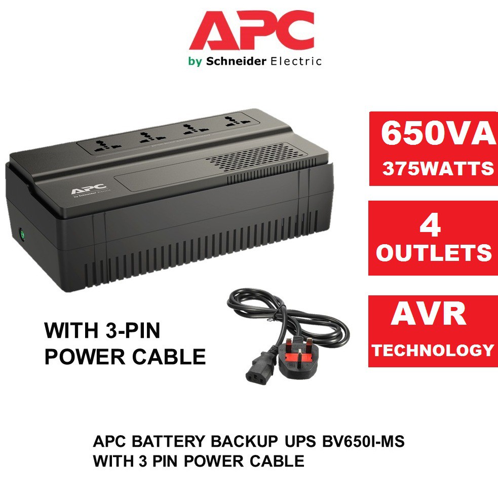 APC 650VA 230V EASY UPS BACKUP BATTERY UNIVERSAL OUTLET ( BV650I-MS ...