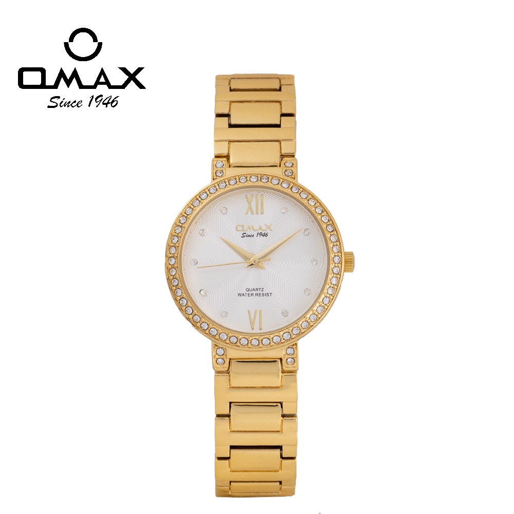 OMAX Japan Movement Women's Crystal Wristwatch JDP030SG-WH Gold ...