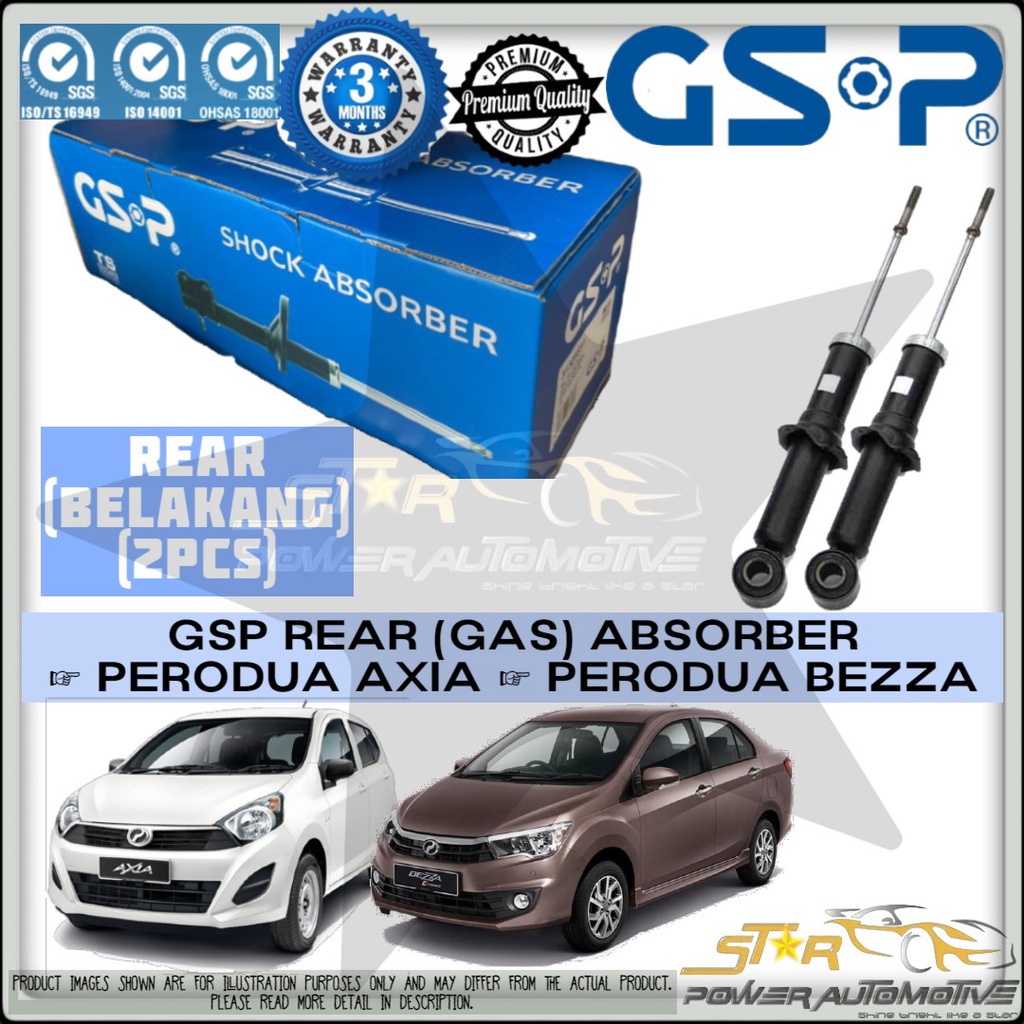 GSP Perodua Axia / Perodua Bezza Gas Shock Strut Absorber ( REAR 2PCS ...