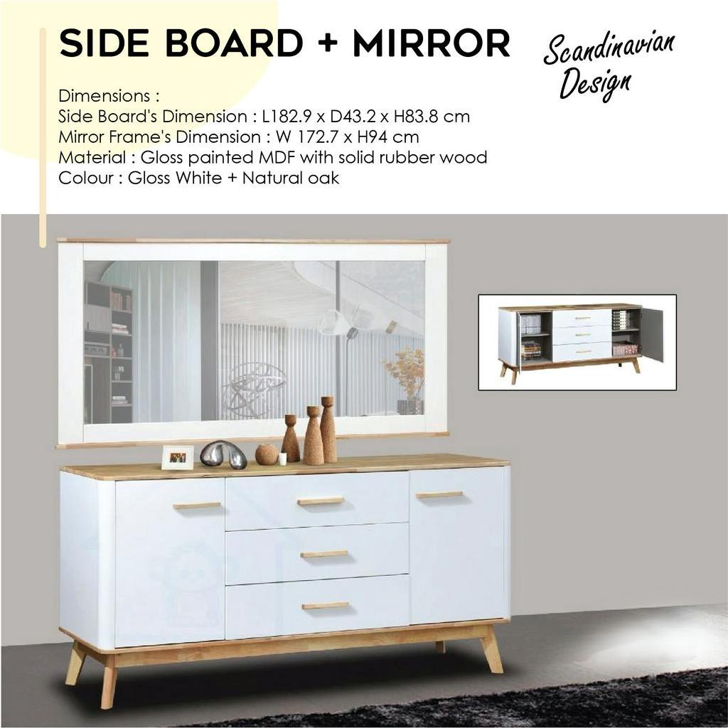 SIDEBOARD 6FT / STORAGE CABINET SCANDINAVIAN DESIGN/BUFFET HUTCH/SIDE ...