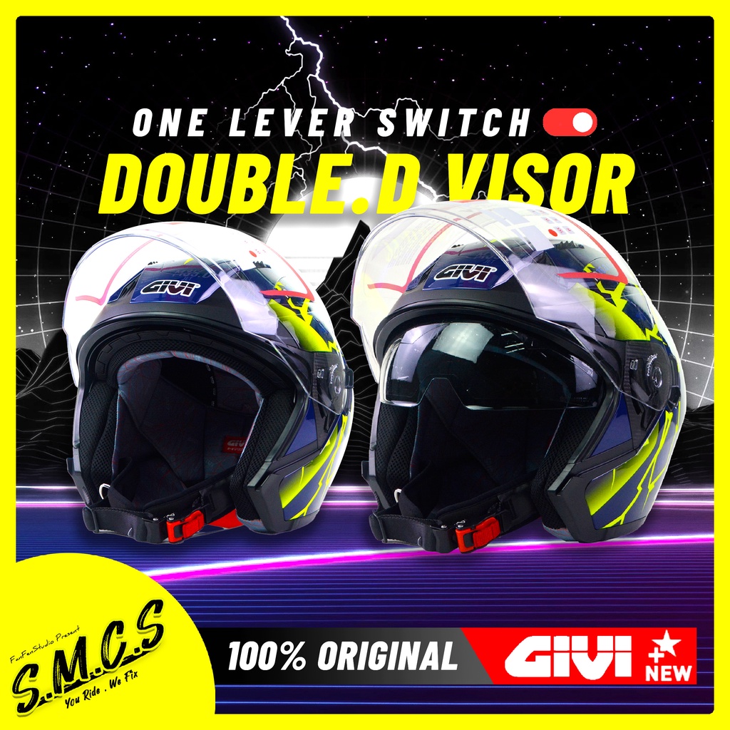 GIVI HELMET M35.0 SCUDO GRAPHIC DRACO YELLOW BLUE HPS [NEW] JET HELMET ...