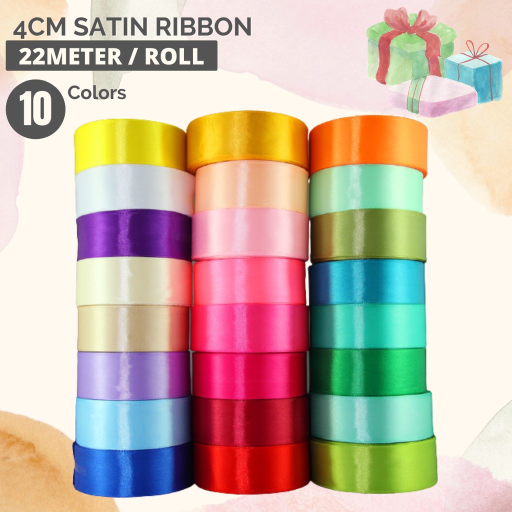 [22M] 4CM Satin Ribbon Riben Reben Ribben Satin Organza Gift Flower ...