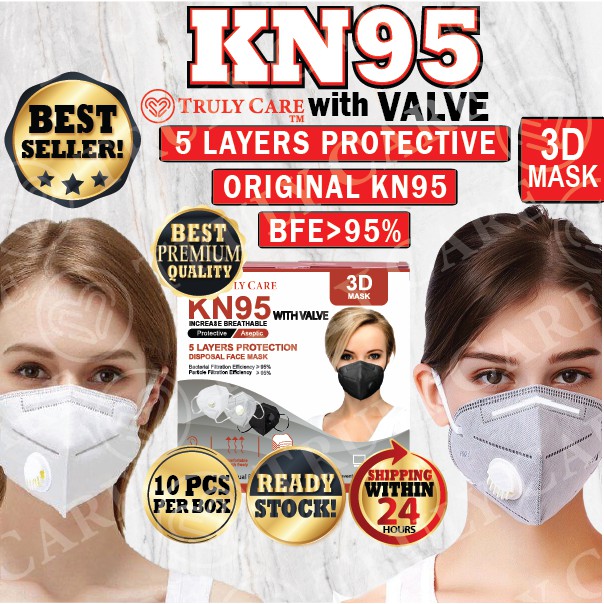 KN95 MASK +BREATHING VALVE 5 LAYERS PROTECTION KN95 FACE MASK READY ...