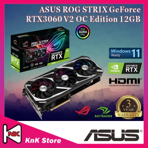 ASUS GeForce ROG STRIX RTX 3060 V2 OC Edition 12GB GDDR6 VGA Graphic ...