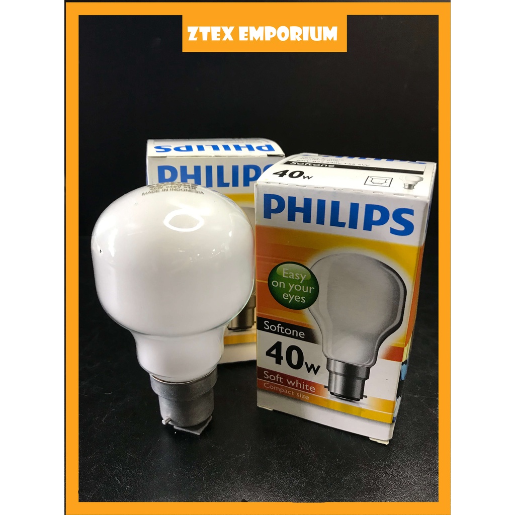 [READY STOCK] PHILIPS SOFTONE SOFTWHITE 40W (B22) LIGHT BULB SOFT WHITE ...
