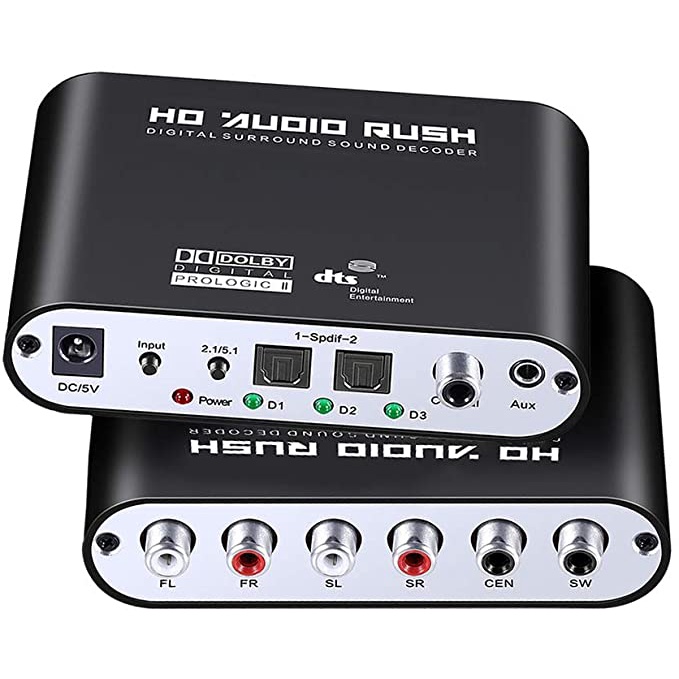 Digital Optical Coaxial Analog Audio Converter 5.1 Channel DTS Dolby AC ...