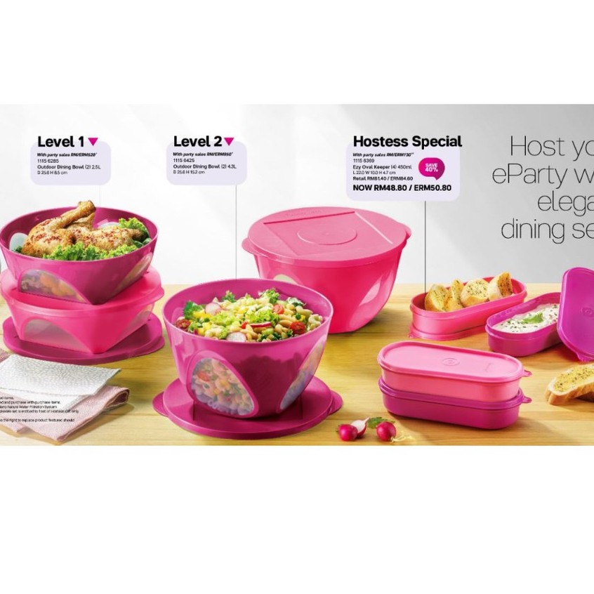 TUPPERWARE Party Level Outdoor Dining Bowl (8) Full Set | Shopee Malaysia