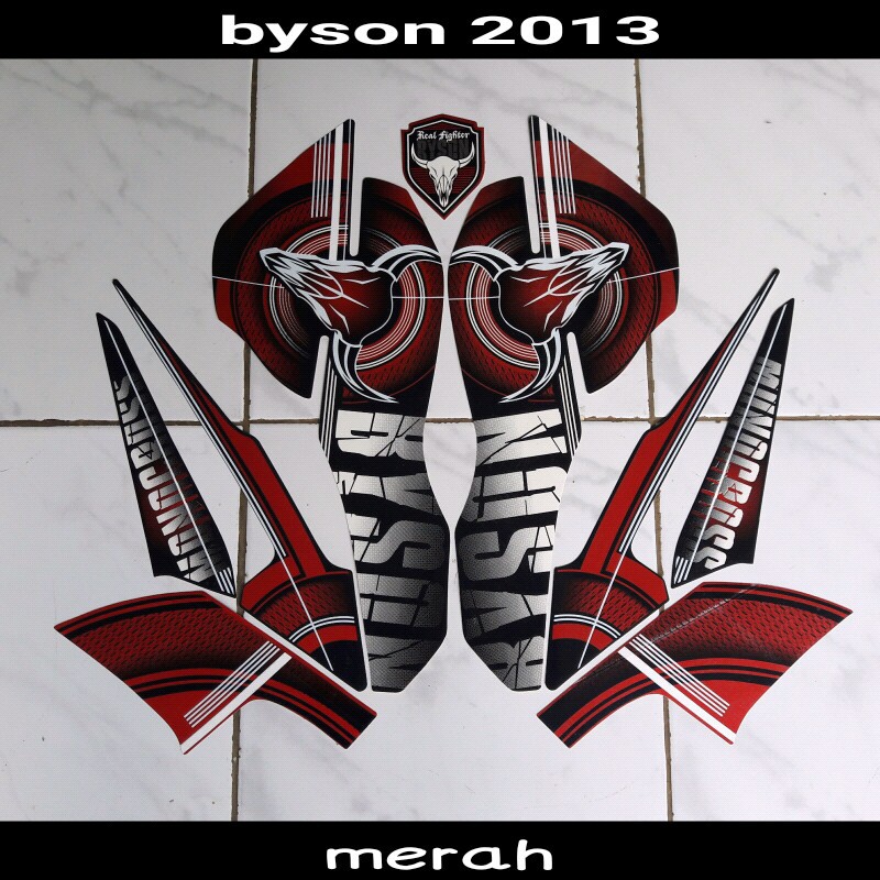 MERAH HITAM Yamaha byson 2013 Black Red Motorcycle Sticker | Shopee ...