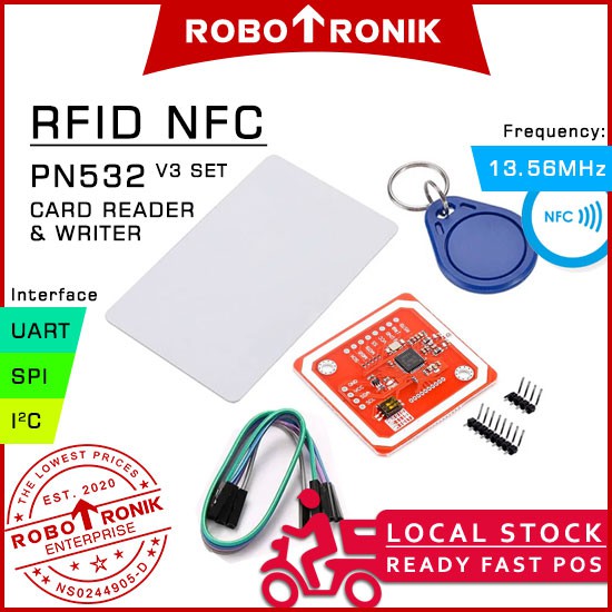 NFC RFID Reader Module PN532 V3 (13.56MHz) w Antenna, Compatible ...