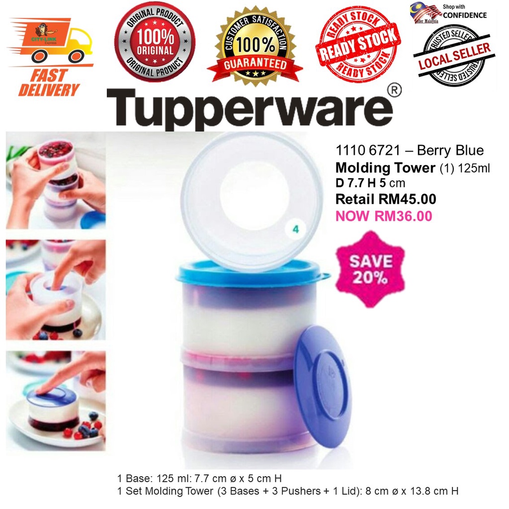 Tupperware Molding Tower (3 pc) 125ml (11106721) | Shopee Malaysia