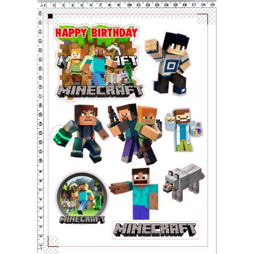 Loyang kek empat segi ♈topper cake♈ Minecraft Cake Topper 001 | BeeCost