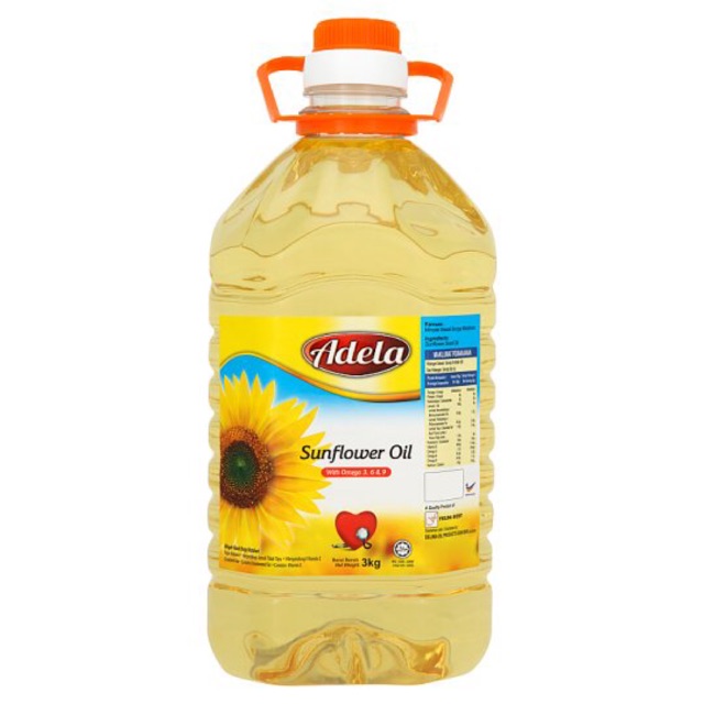 Adela Sunflower Oil Minyak Bunga Matahari 3kg | Shopee Malaysia