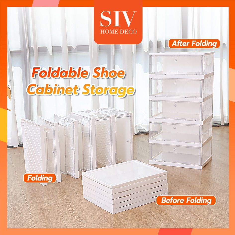 【Installation-Free】SIV Foldable Shoe Rack Folding Shoe Cabinet Rak ...
