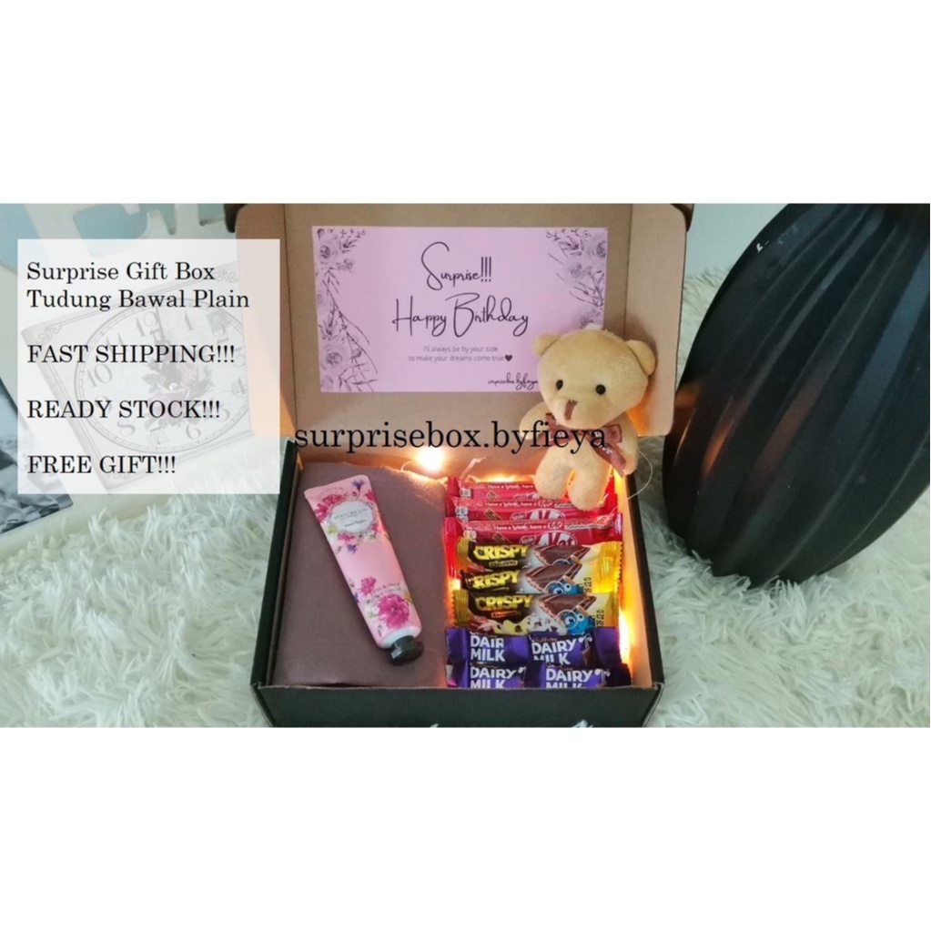 Surprise Gift Box Tudung Bawal Plain Chocolate Box Happy Birthday ...