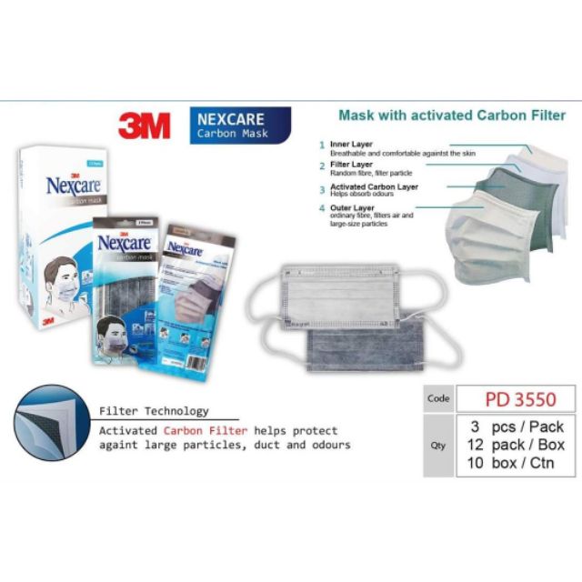 3M Nexcare 4Ply Carbon Mask (3Pieces/Pack) | Shopee Malaysia